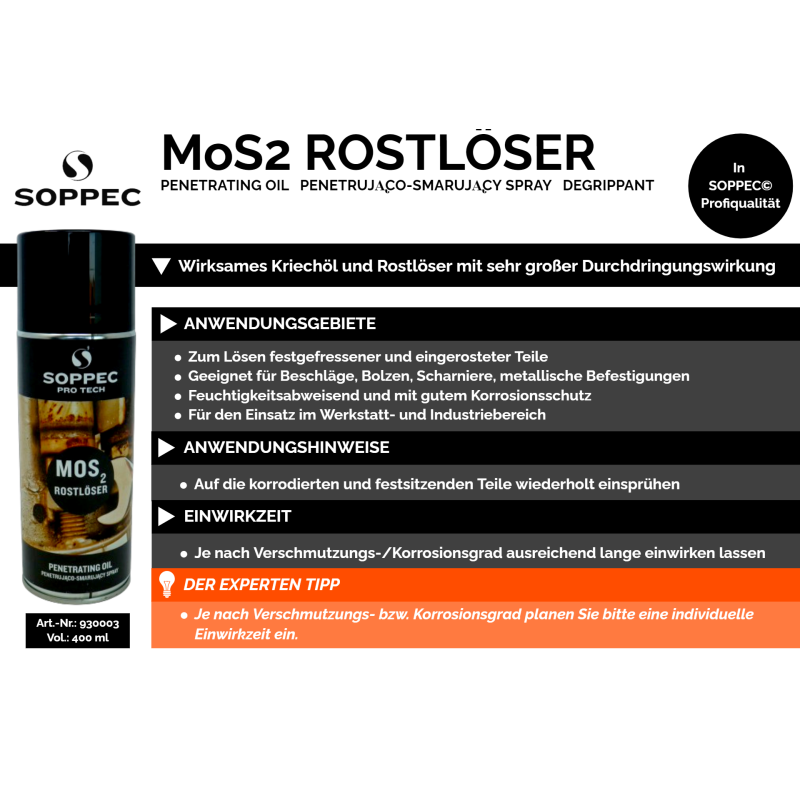 Penetrating oil, Rust solvent | SOPPEC - Technima Central